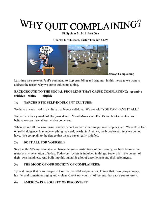 Why Quit Complaining | PDF