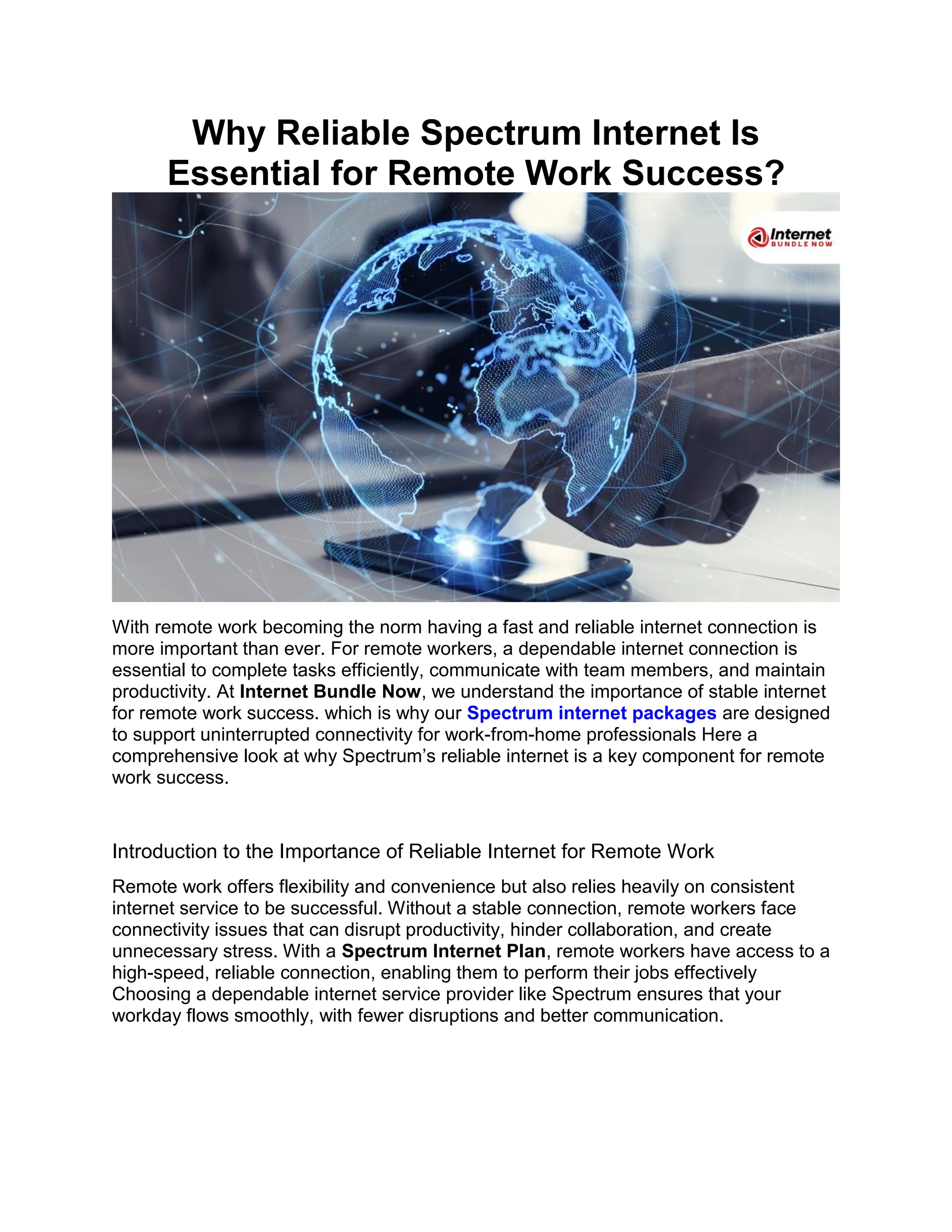 Why Reliable Spectrum Internet Is Essential for Remote Work Success? | PDF