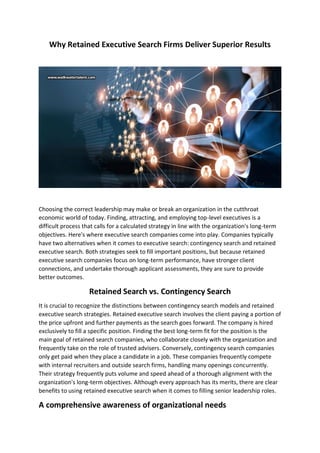 Why Retained Executive Search Firms Deliver Superior Results | PDF