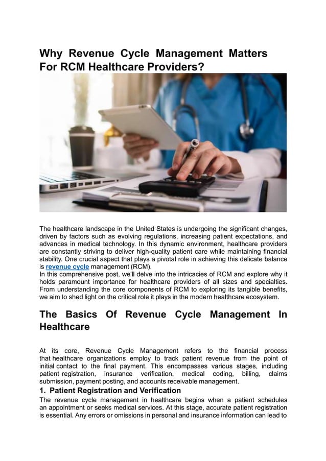 Why Revenue Cycle Management Matters For RCM Healthcare Providers.ppt