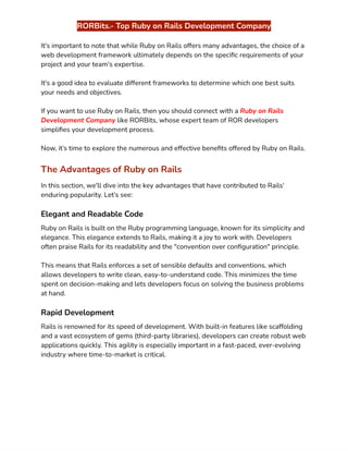 Why Ruby on Rails Is So Popular_ Unveiling Its Key Advantages | PDF