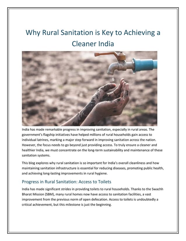 Why Rural Sanitation is Key to Achieving a Cleaner India | PDF