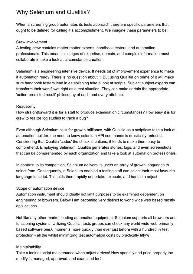 Why Selenium and Qualitia? | PDF
