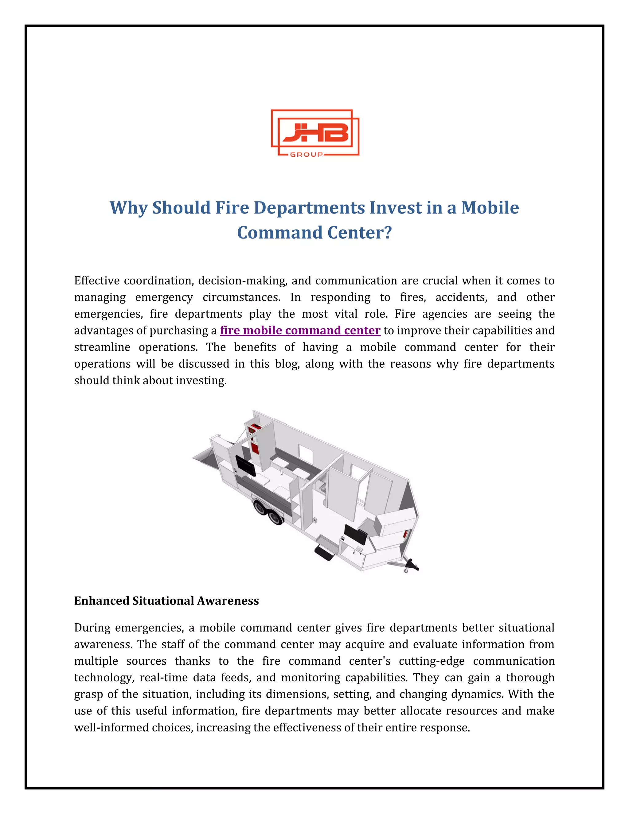 Why Should Fire Departments Invest in a Mobile Command Center? | PDF
