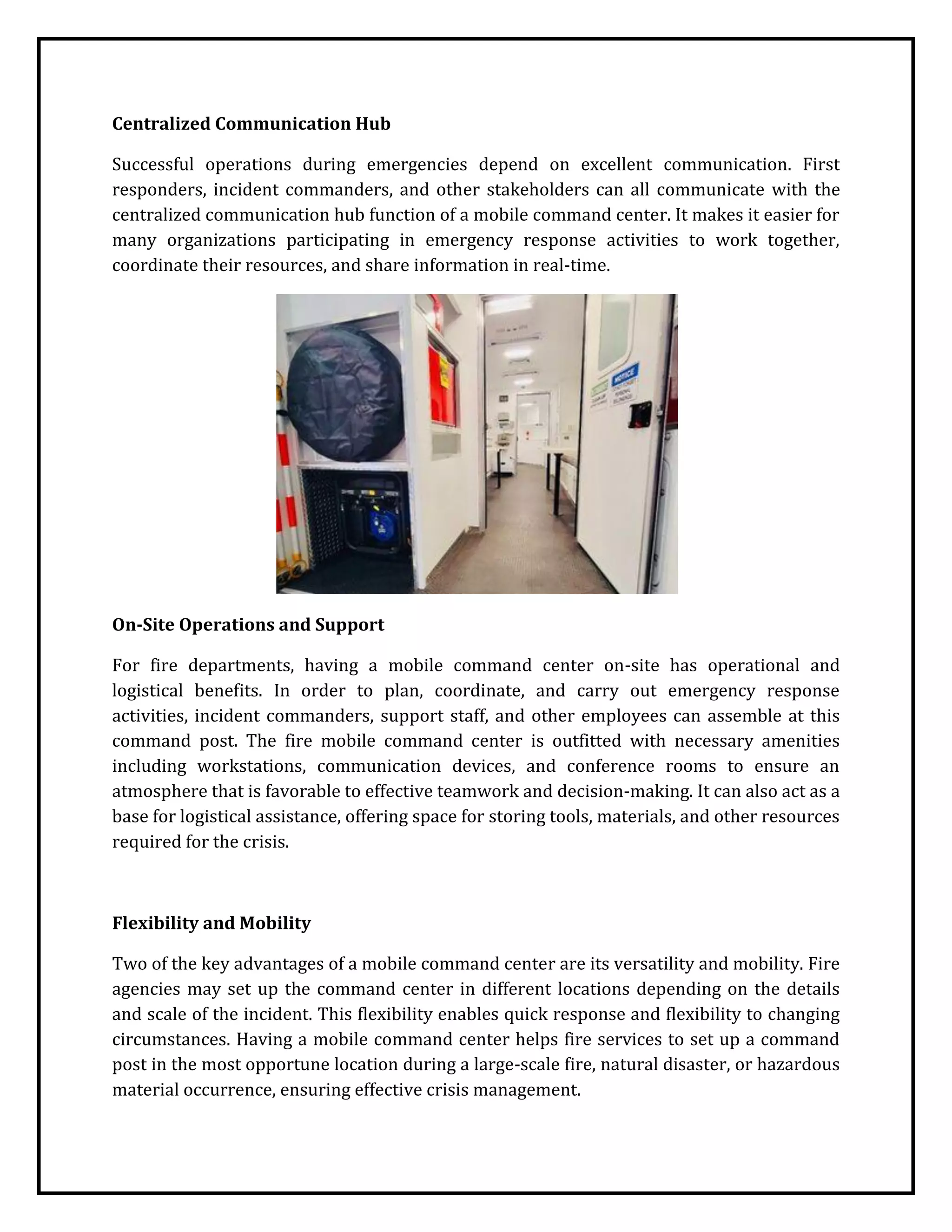 Why Should Fire Departments Invest in a Mobile Command Center? | PDF
