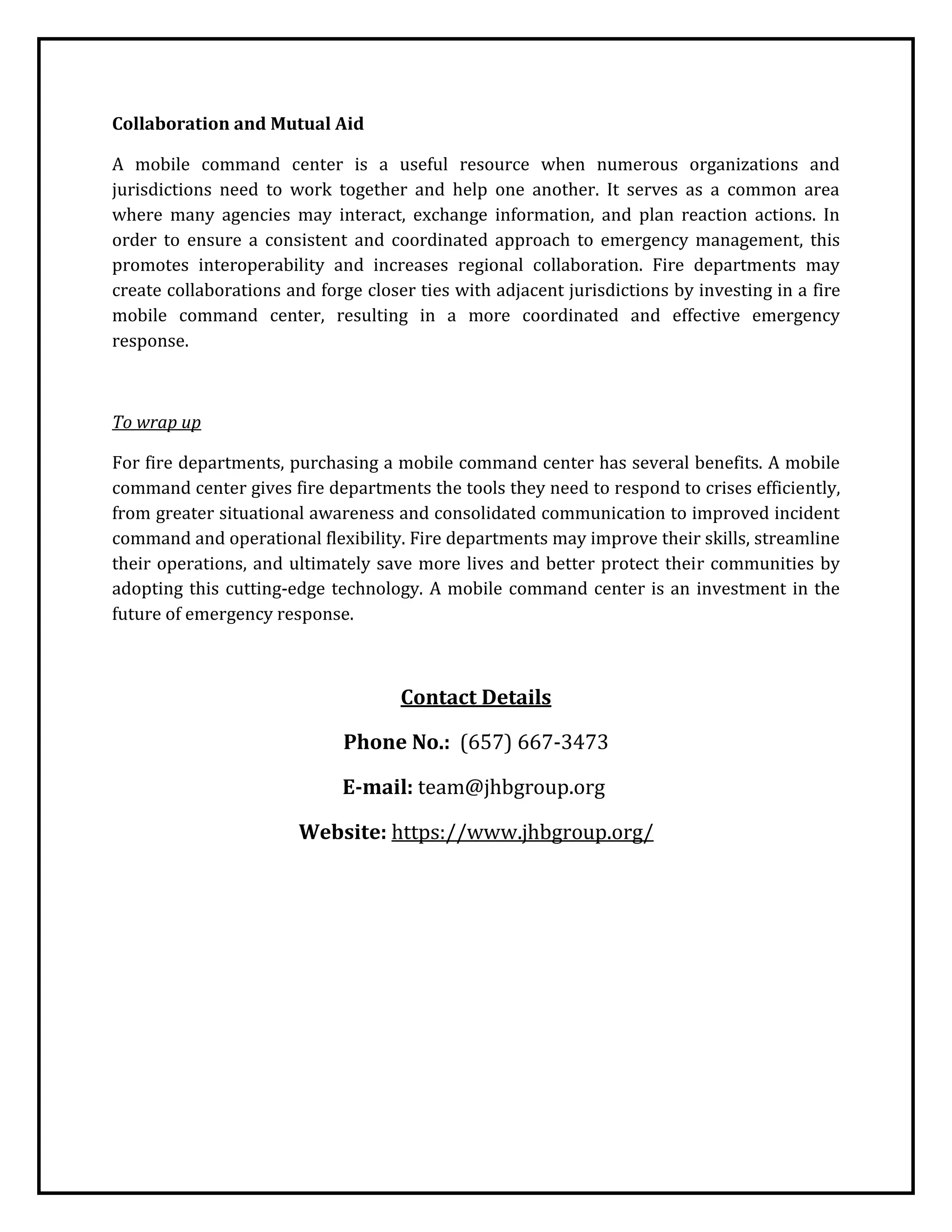 Why Should Fire Departments Invest in a Mobile Command Center? | PDF
