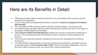 Why Should SMEs Use CRM & Workflow Management Systems_.pptx | Marketing and Advertising | Business