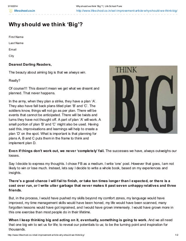 Why should we think ‘big’