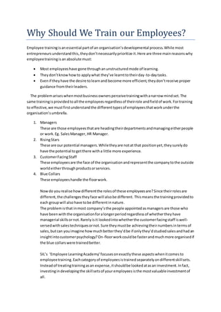 Why should we train our employees? | DOCX