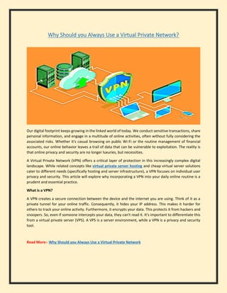 Why Should you Always Use a Virtual Private Network | PDF