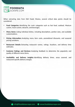 Extract Food Categories & Menu Items from Didi Foods Mexico | PDF