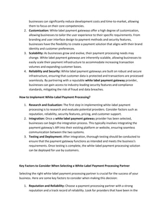 Why Should You Implement White-Label Payment Processing? | PDF