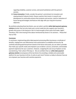 Why Should You Implement White-Label Payment Processing? | PDF