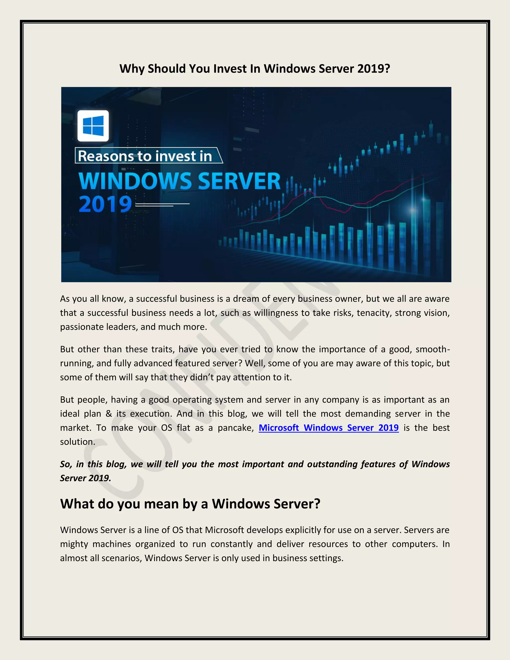 Why Should You Invest In Windows Server 2019? | PDF