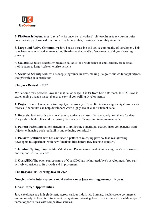 Why Should You Learn Java in 2023? | PDF