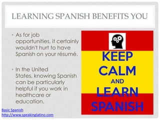 Why should you learn spanish pt 1 | PPT