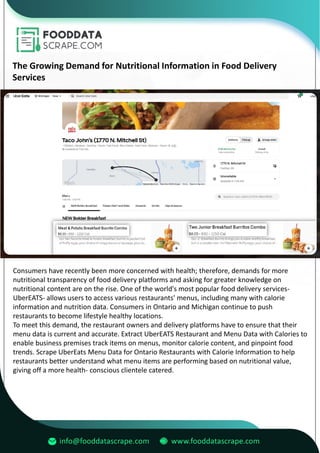 Scrape UberEATS Menu Data with Calories for Ontario and Michigan | PDF