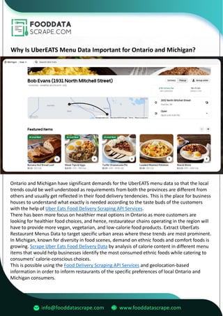 Scrape UberEATS Menu Data with Calories for Ontario and Michigan | PDF