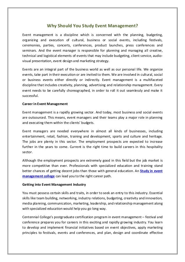 Why Should You Study Event Management Why Should You Study Event Management