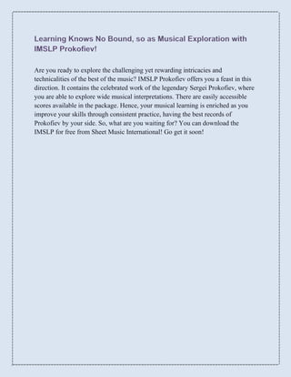 Why Should You Study IMSLP Prokofiev During Your Musical Learning.pdf