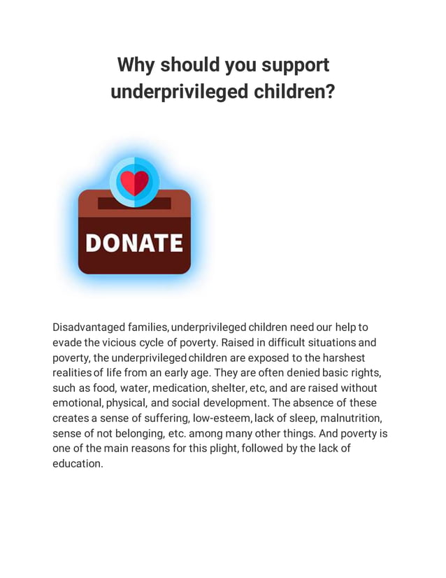 Why should you support underprivileged children | PDF Why should you support underprivileged children | PDF