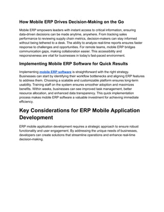 Benefits of ERP Mobile Apps for Modern Enterprises | PDF