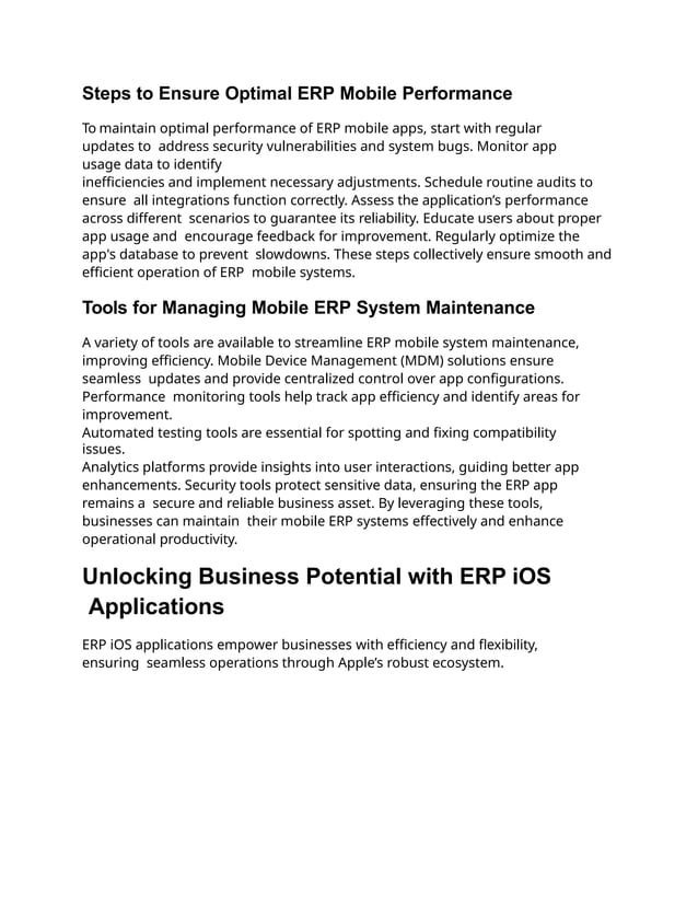 ERP Mobile Apps: A Game-Changer for Remote Work | PDF