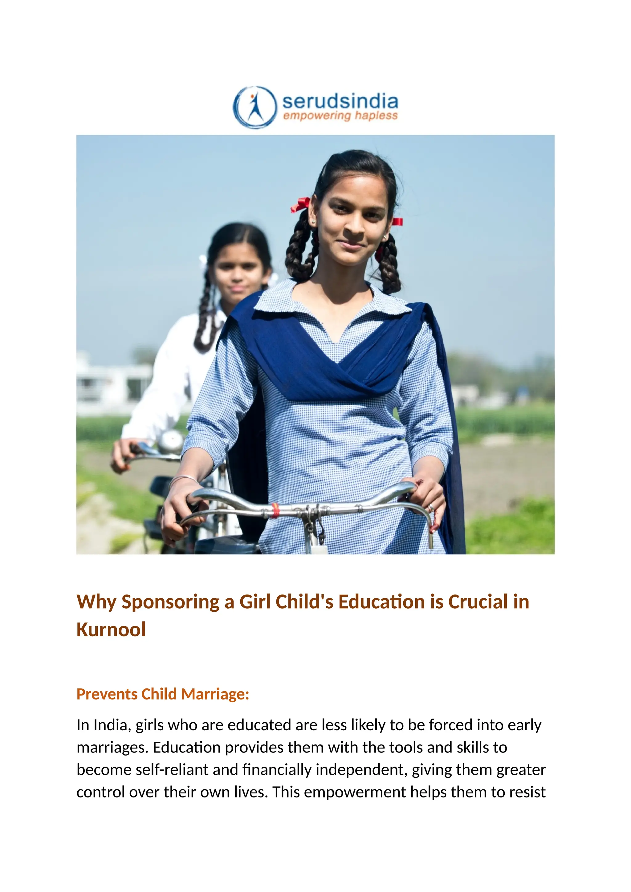 Why Sponsoring a Girl Child's Education is Crucial in kurnool | PDF