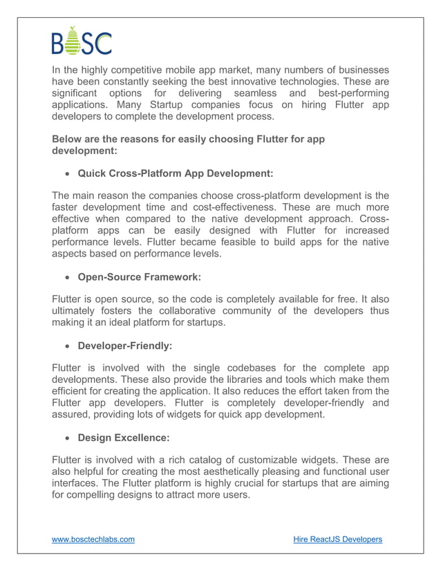 Why Startups Should Consider Flutter App Developers? | PDF