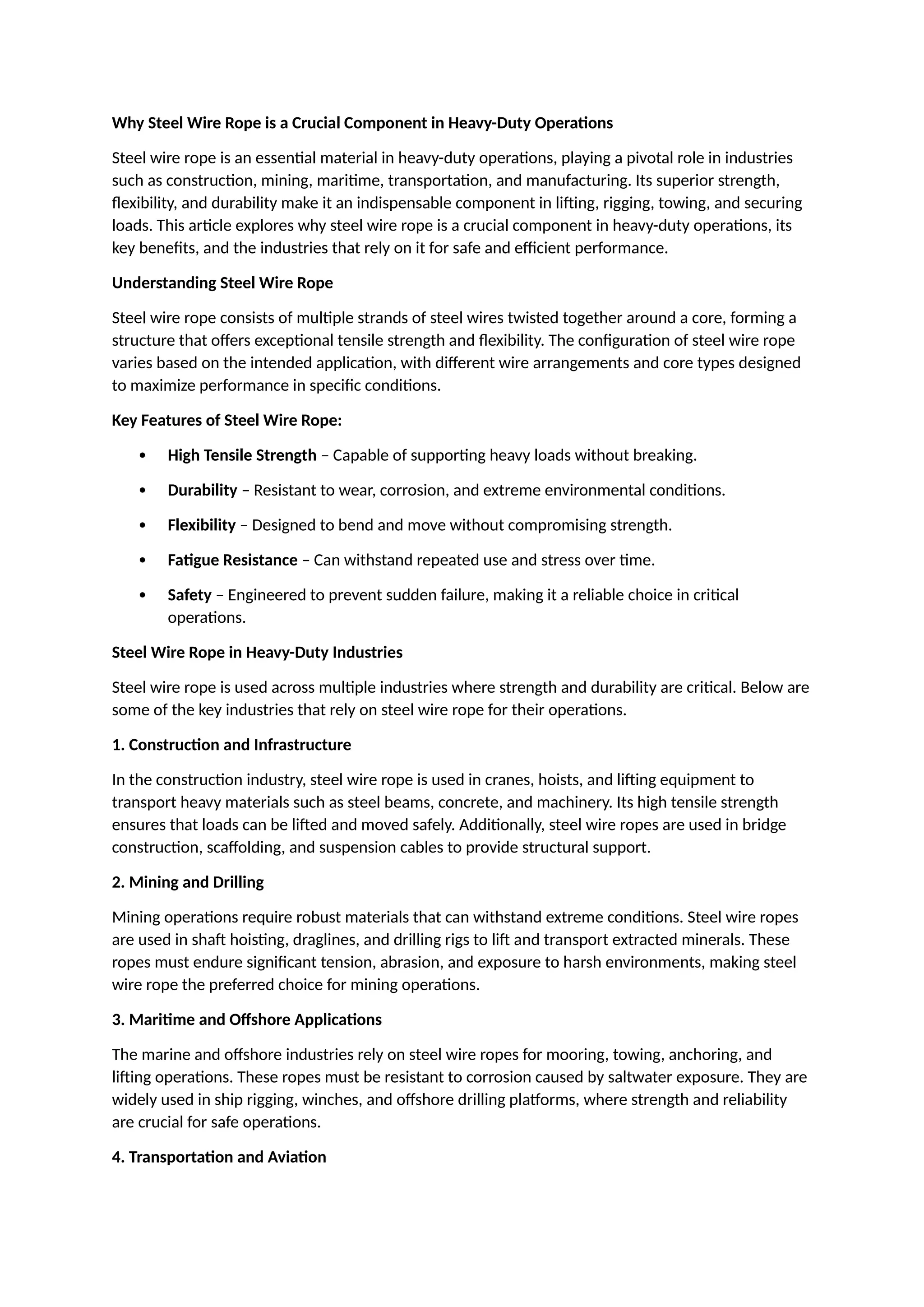 Why Steel Wire Rope is a Crucial Component in Heavy -Duty Operations | DOCX
