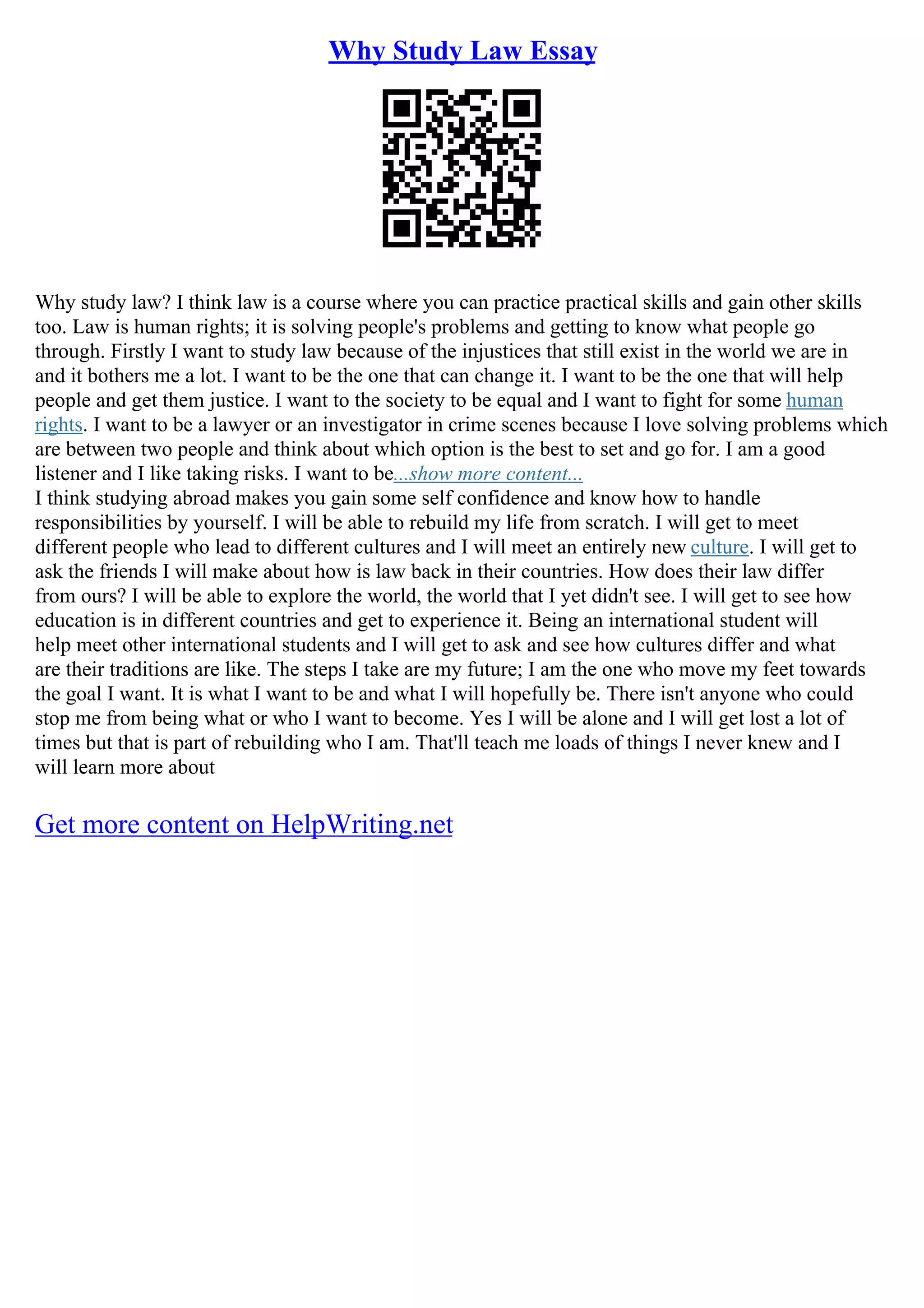 Why Study Law Essay | PDF