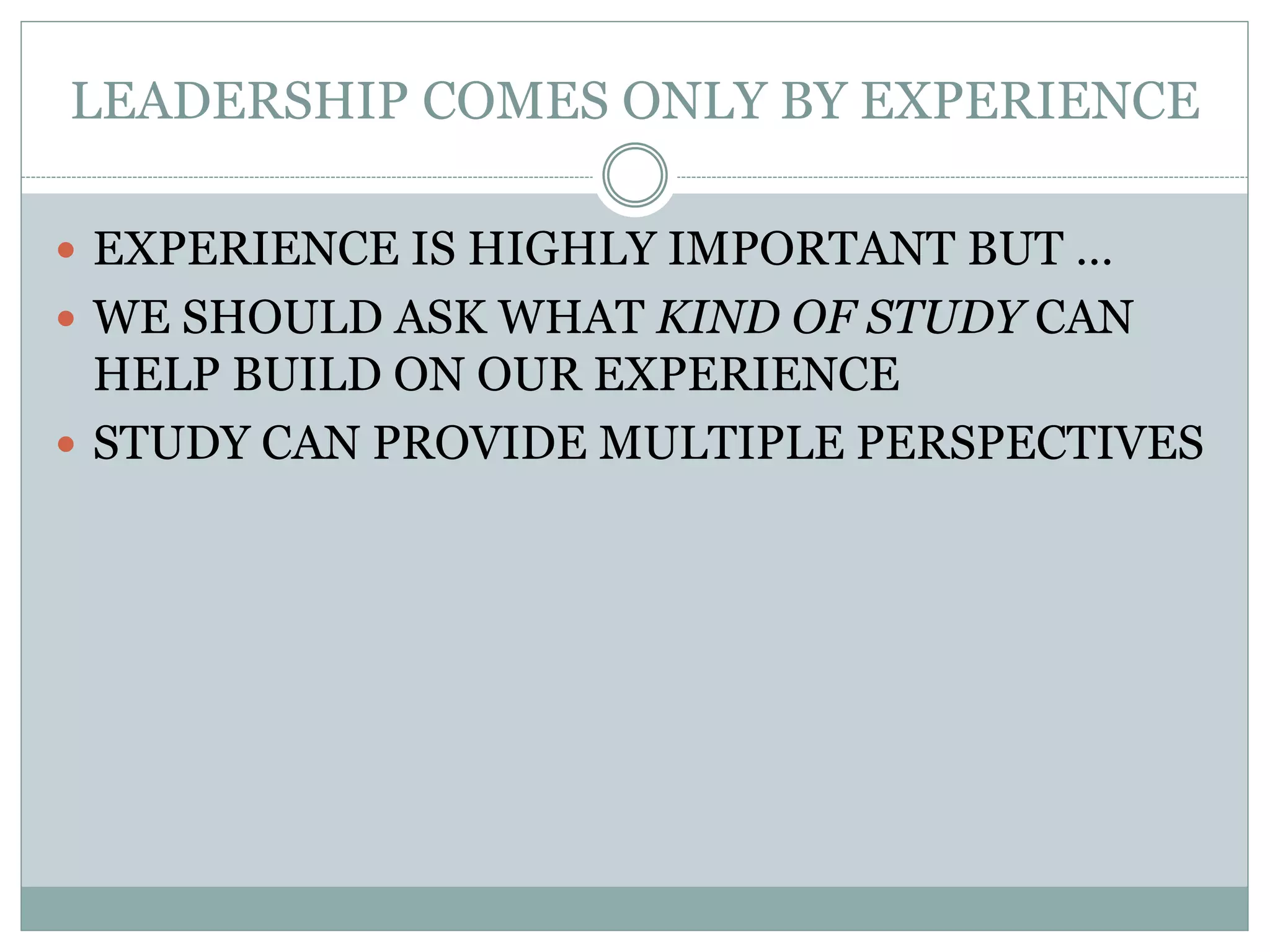 Why study leadership? | PPT