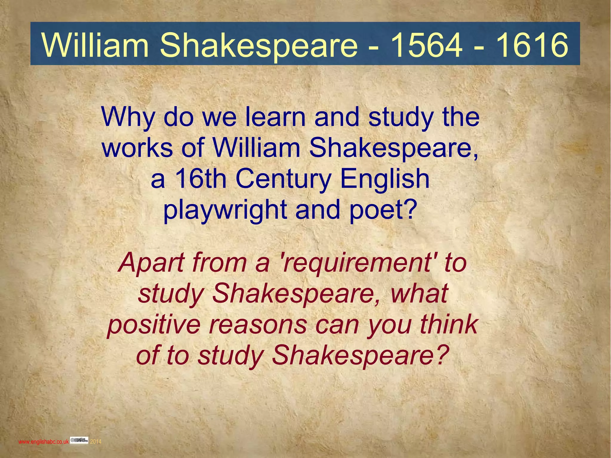 Why study Shakespeare? | PPT