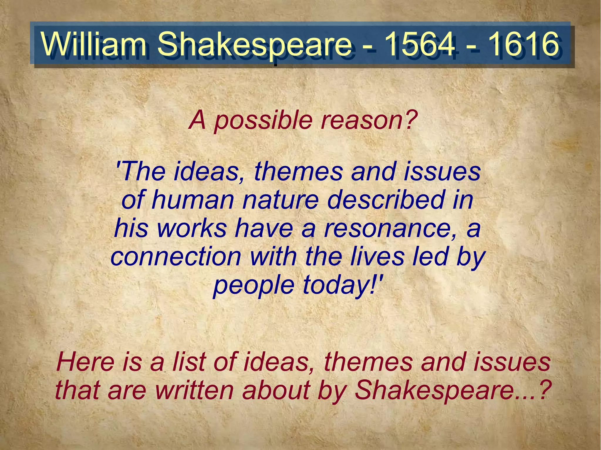 Why study Shakespeare? | PPT