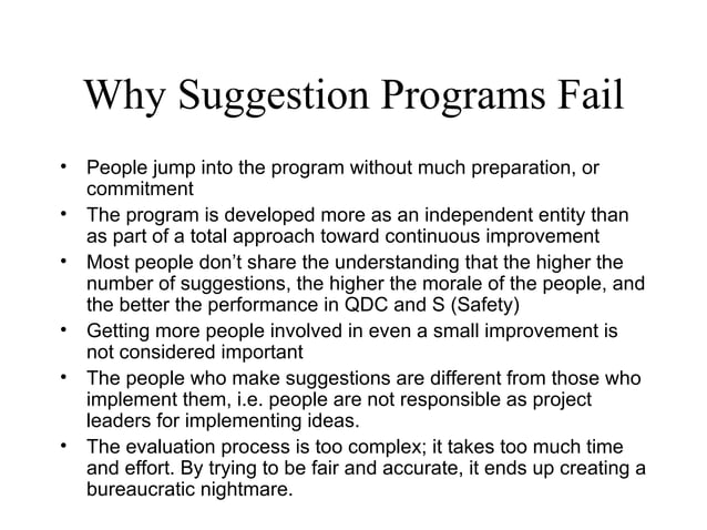 Why suggestion programs fail | PPT