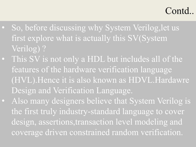 Why System Verilog Ppt