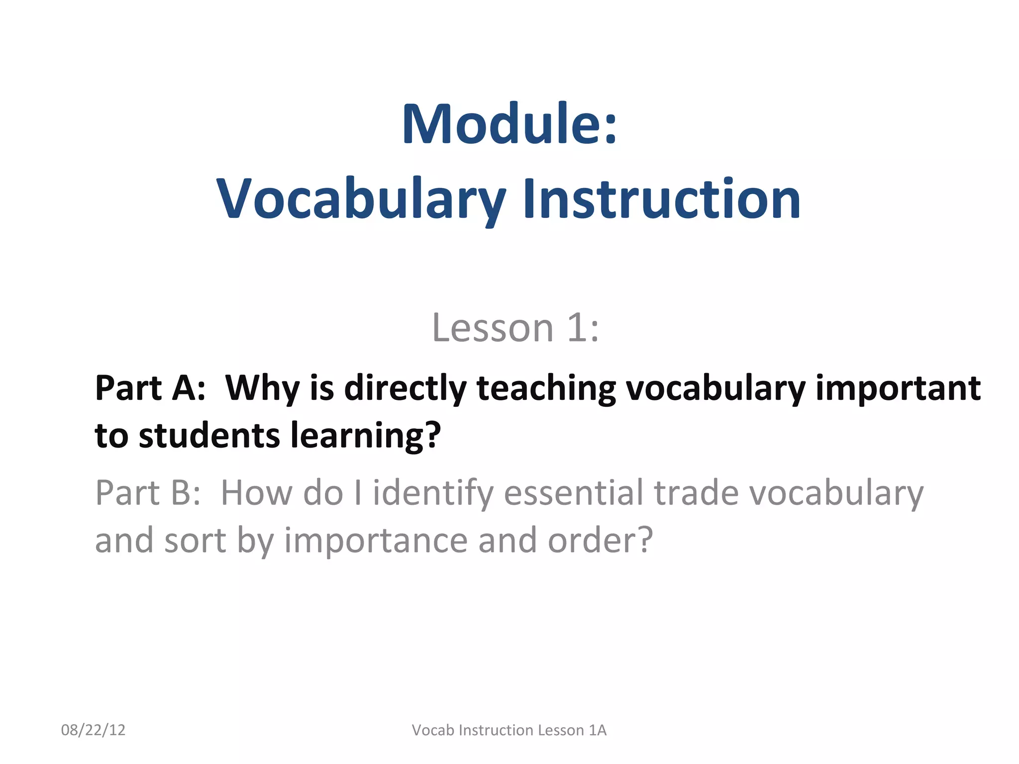 Why teach trade vocab1 a | PPT