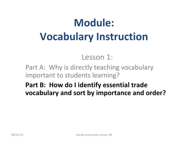 Why teach trade vocab1 b | PPT