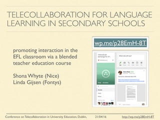 Telecollaboration for language learning in secondary schools | PDF