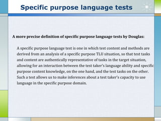 Why Test Language for Specific Purposes? | PDF
