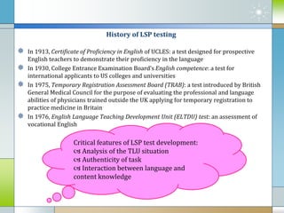 Why Test Language for Specific Purposes? | PDF