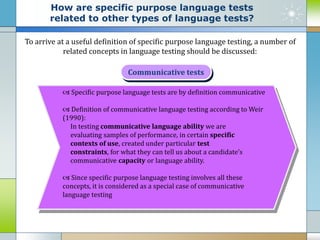 Why Test Language for Specific Purposes? | PDF