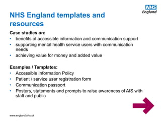 Why the Accessible Information Standard - Jane Fox, NHS England | PPTX