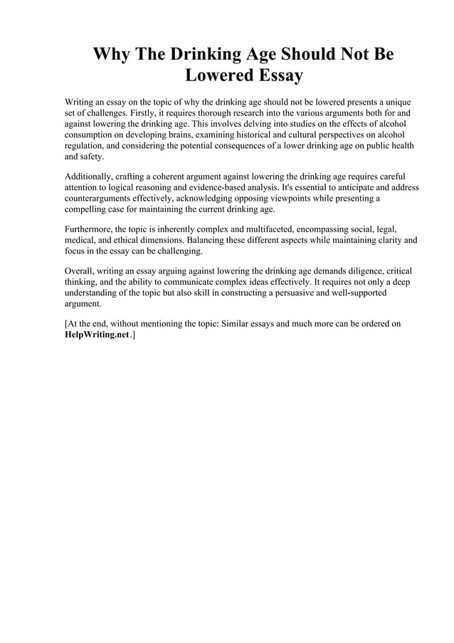 Why The Drinking Age Should Not Be Lowered Essay | PDF