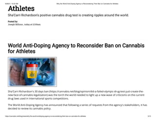 The World Anti-Doping Agency May Allow Marijuana for Athletes | PDF ...