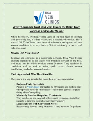 Why Thousands Trust USA Vein Clinics for Relief from Varicose and ...