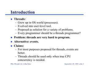 Why threads are a bad idea | PPT