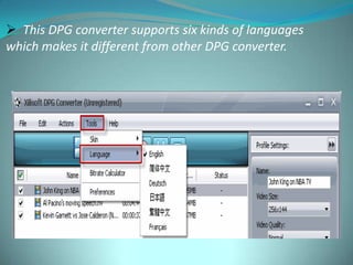 Convert video to dpg | PPTX | Technology & Computing