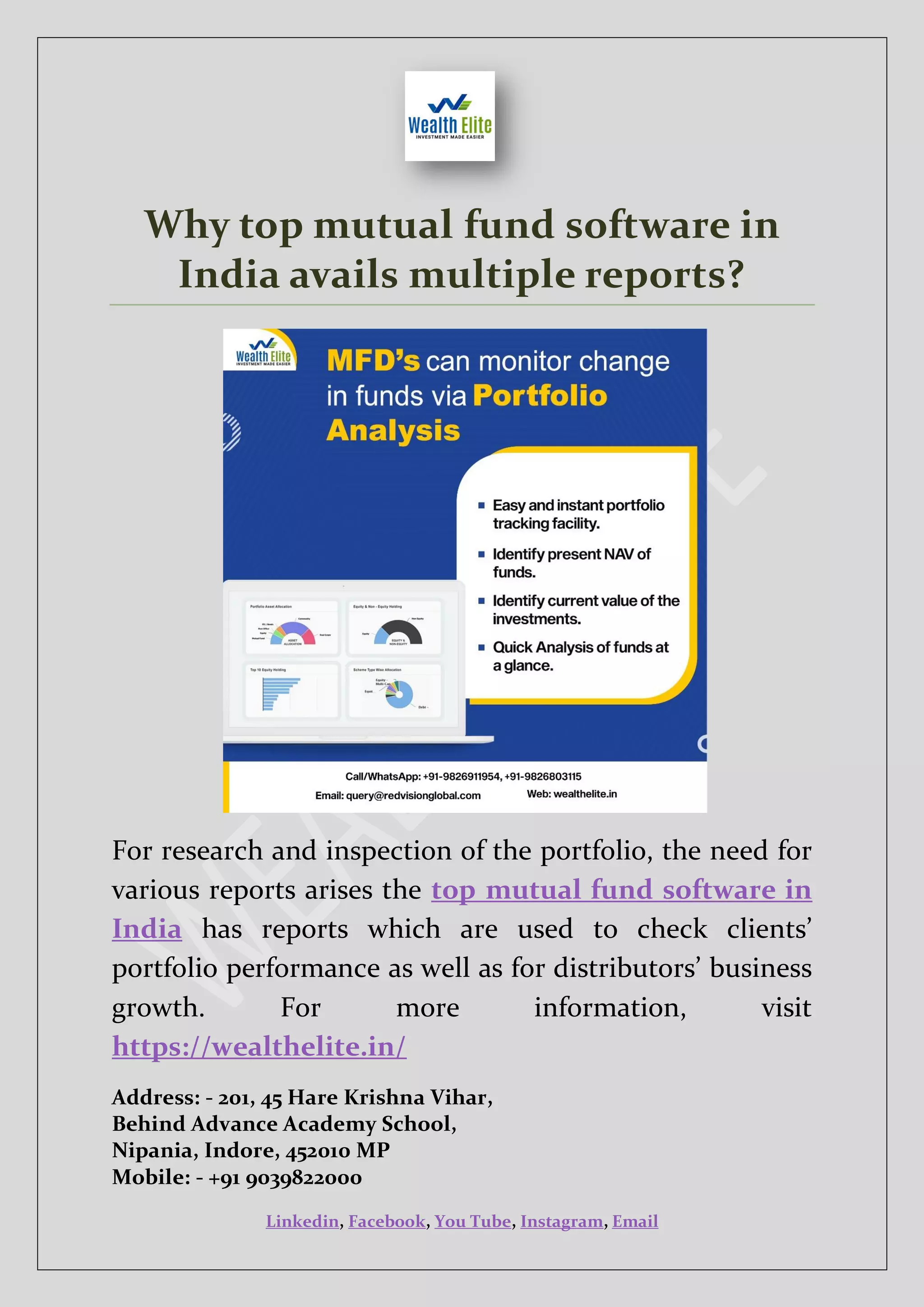 Why top mutual fund software in India avails multiple reports.pdf | Mutual Funds | Personal ...