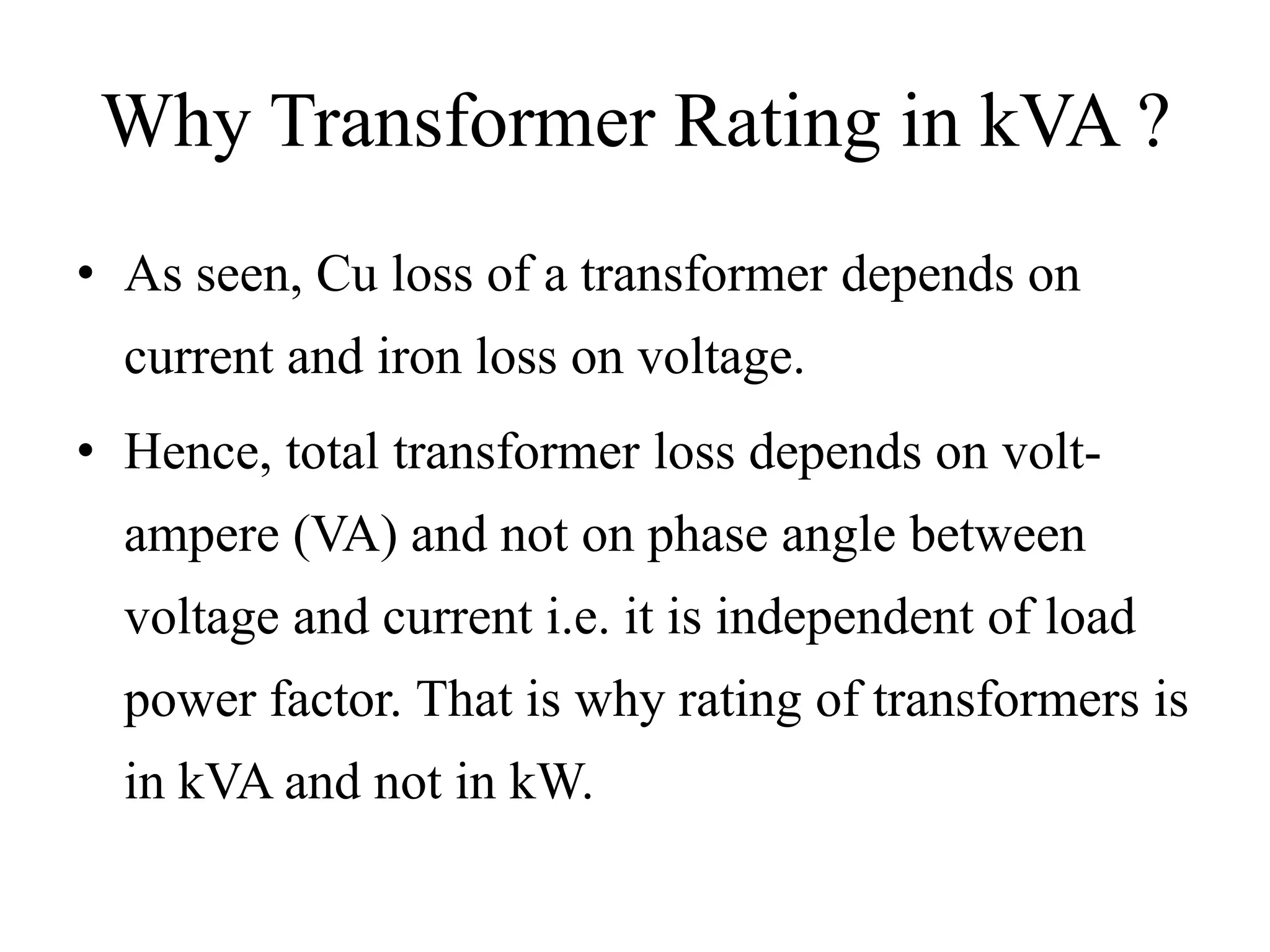 Why transformer rating in k va | PPTX